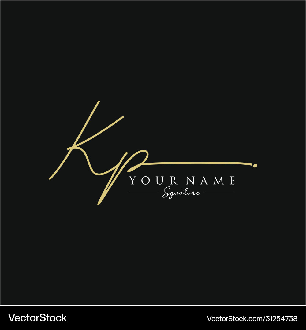Letter kp signature logo template Royalty Free Vector Image