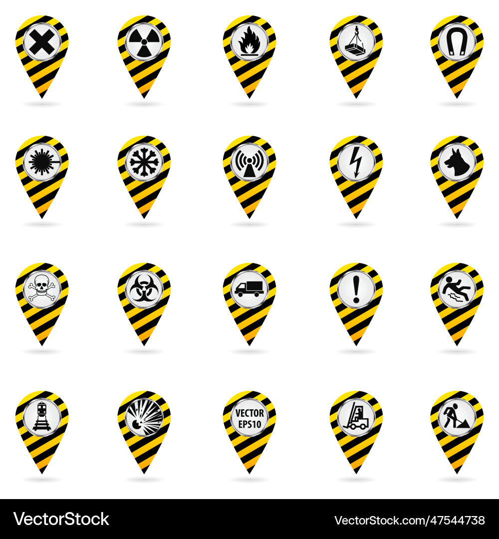 Map pointers set of safety symbols location Vector Image
