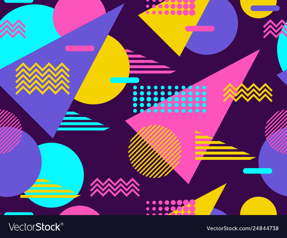 Memphis seamless pattern geometric elements Vector Image