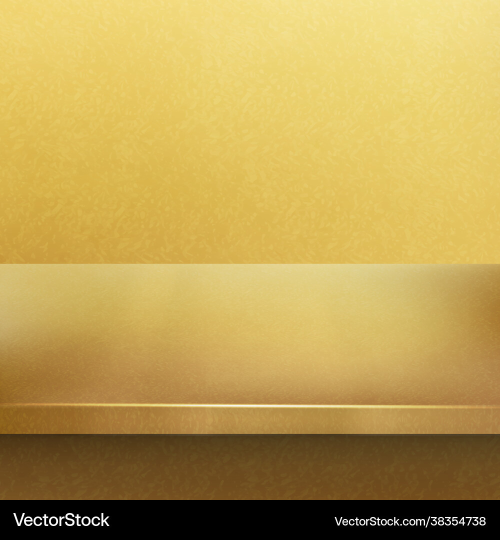 Metal gold table top yellow background Royalty Free Vector