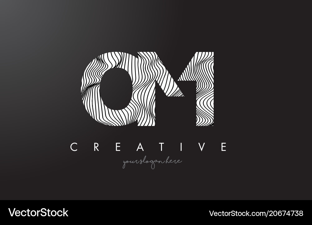 Om o m letter logo with zebra lines texture Vector Image
