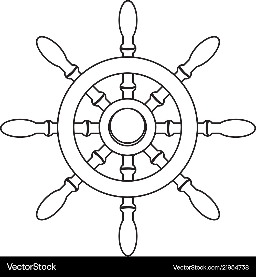 Outline rudder ship object to marine navigation Vector Image