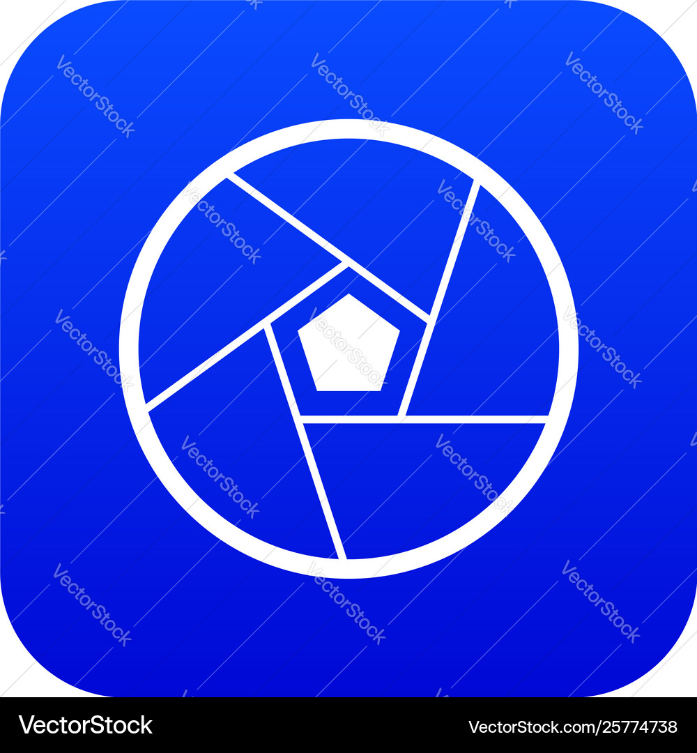 Photographic lens icon digital blue Royalty Free Vector