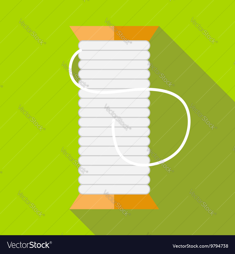 White thread spool icon flat style Royalty Free Vector Image