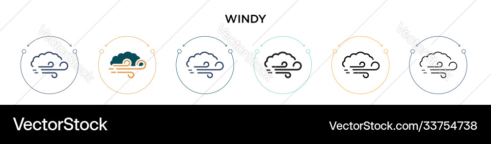 Windy icon in filled thin line outline and stroke Vector Image