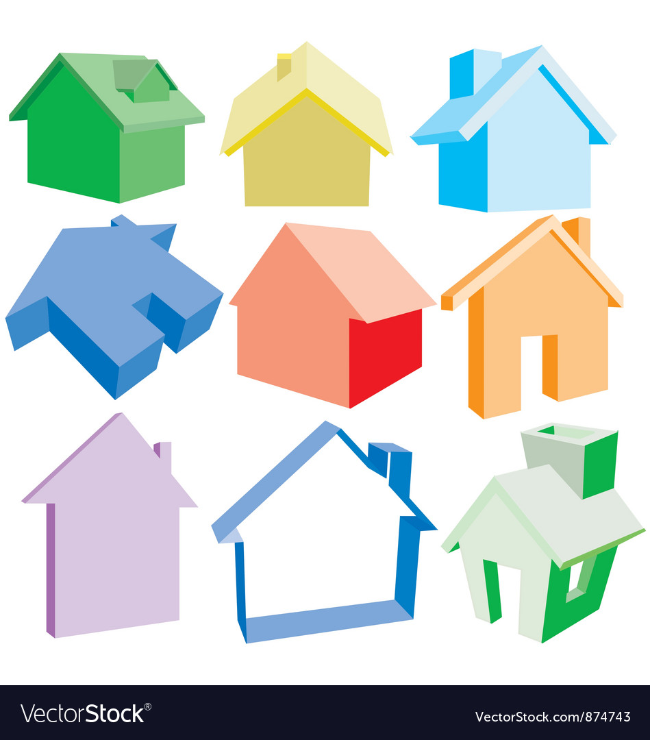 3 dimensional house icons Royalty Free Vector Image 3 dimensional house icons Royalty Free Vector Image