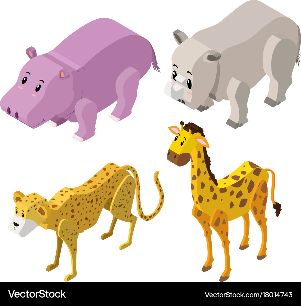 3d design for different types animals Royalty Free Vector