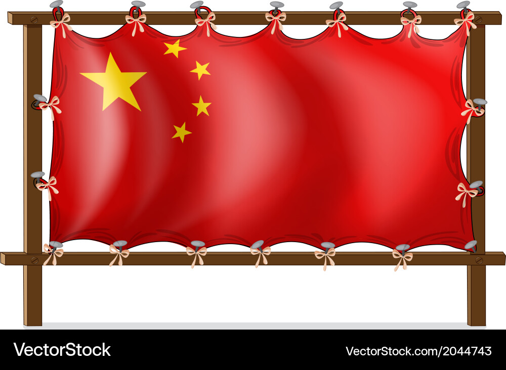 A wooden frame with chinese flag Royalty Free Vector Image