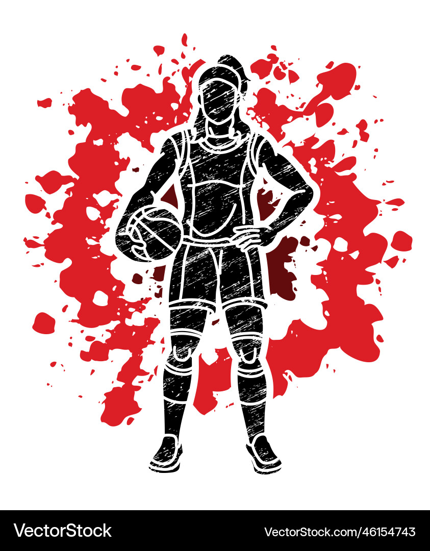 Basketball action female player Royalty Free Vector Image