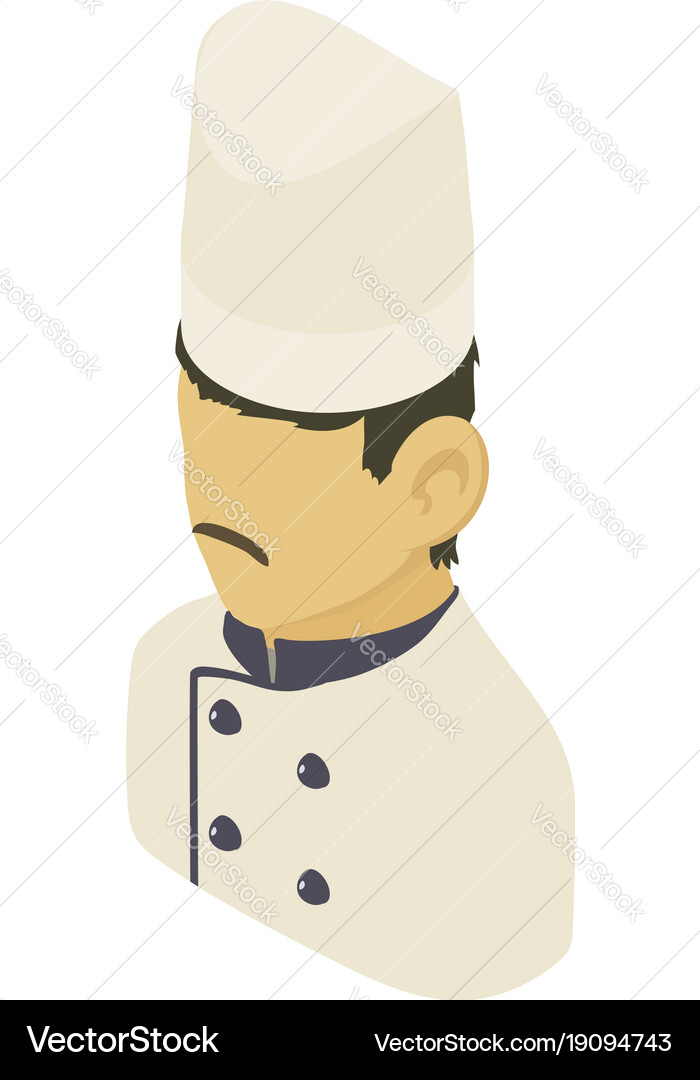 Chef man asian icon isometric 3d style Royalty Free Vector