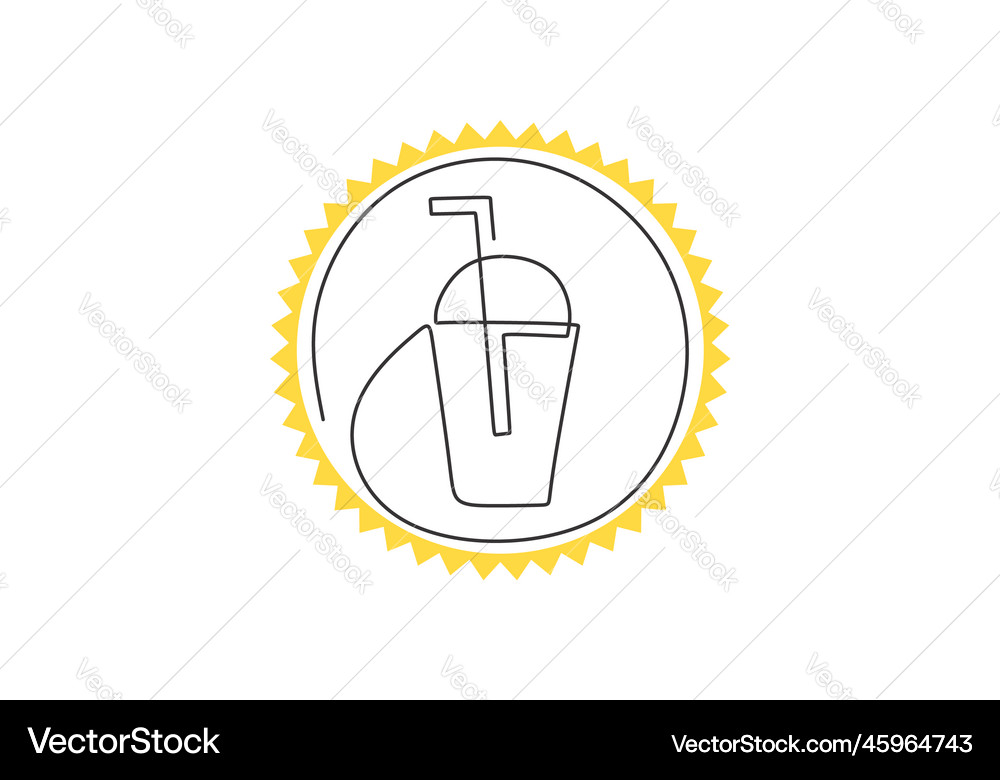 Continuous single line drawing of fresh ice drink Vector Image