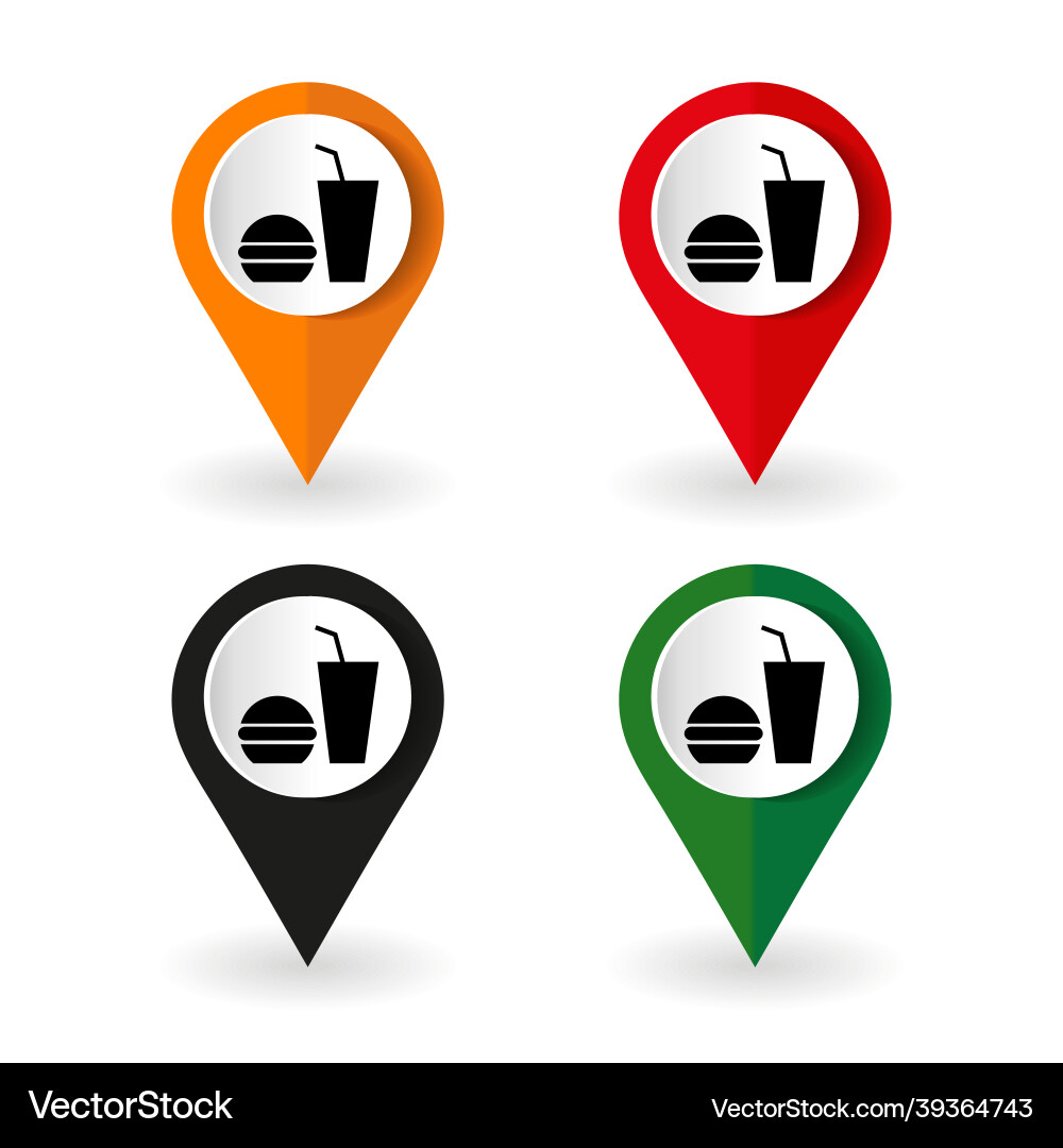 Fast food icon set flat design buttons on white Vector Image