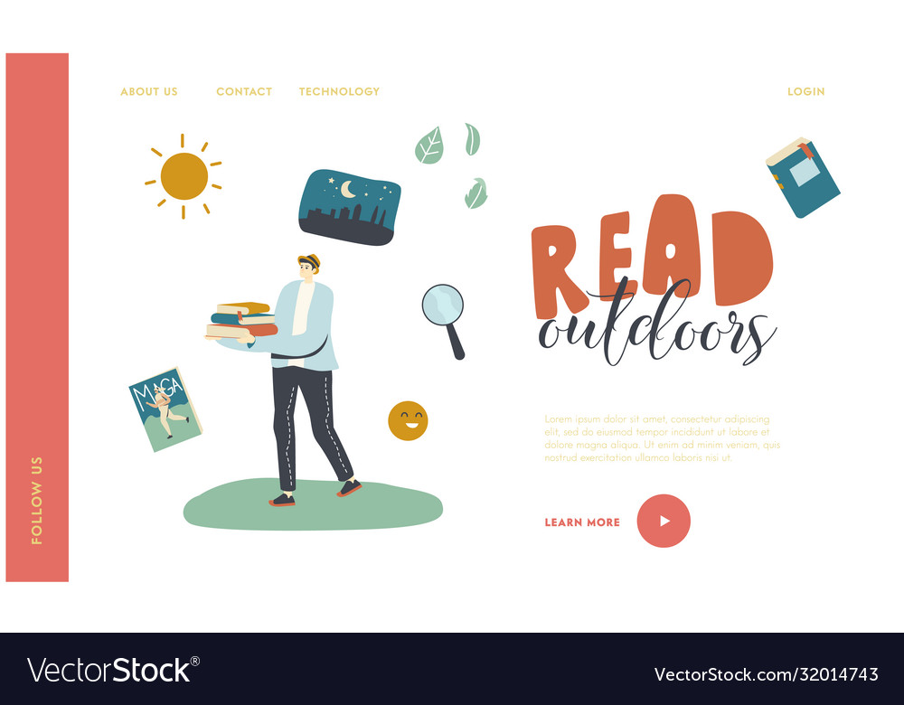 Female character outdoor reading education and Vector Image