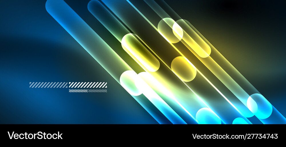 Glass neon block and lines abstract background Vector Image