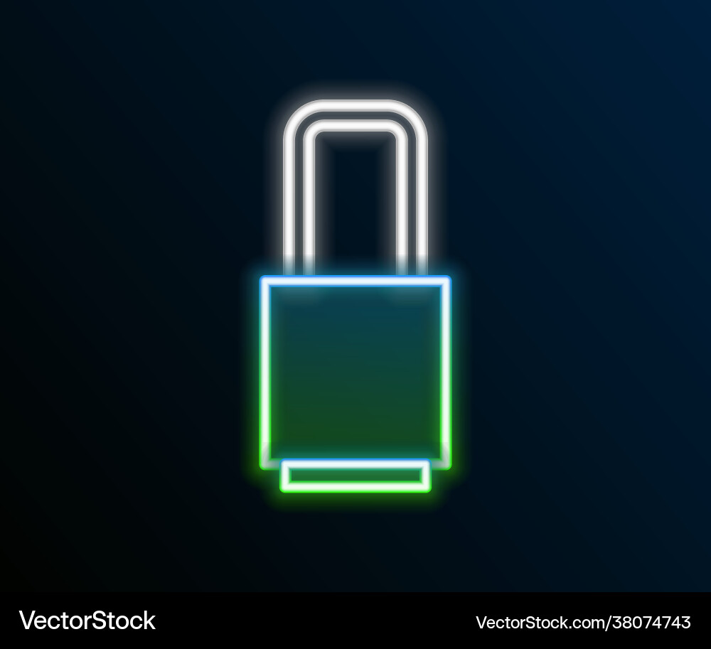 Glowing neon line lock icon isolated on black Vector Image