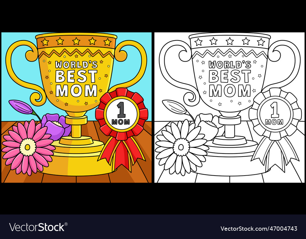 Happy mothers day trophy coloring Royalty Free Vector Image