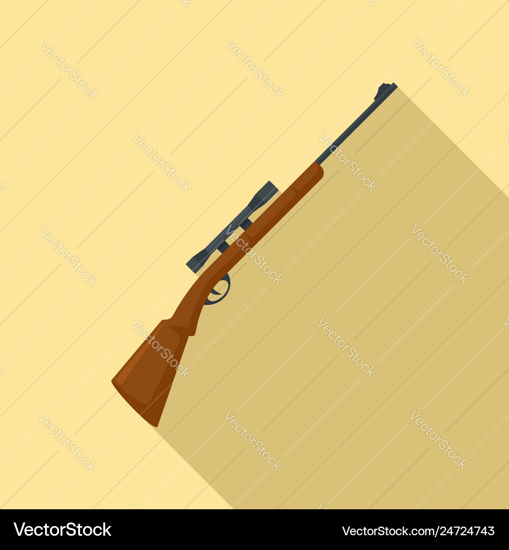 Hunting sniper rifle icon flat style Royalty Free Vector