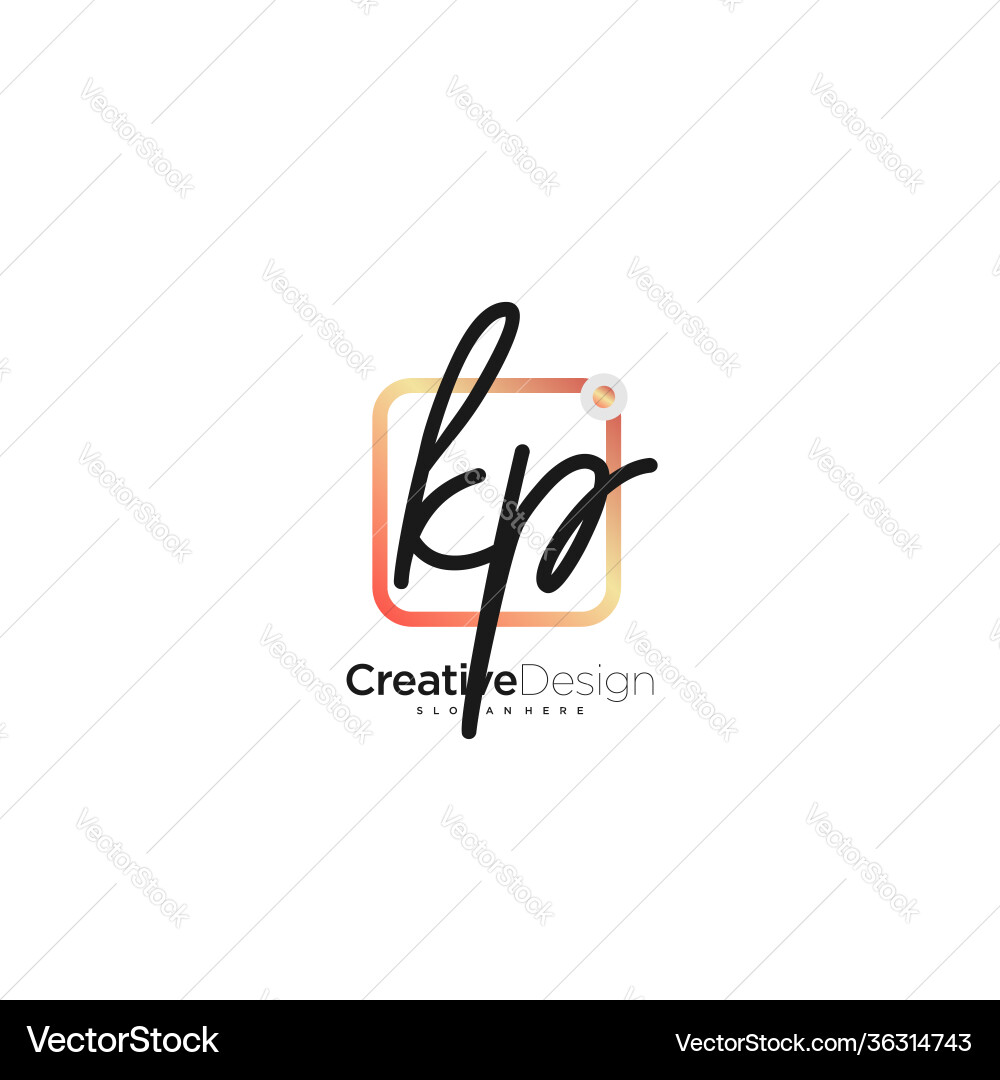 Kp initial letter handwriting logo art hand drawn Vector Image