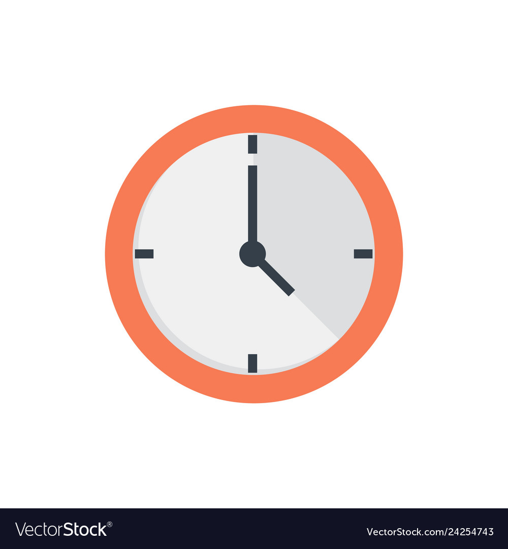 Office clock flat icon Royalty Free Vector Image