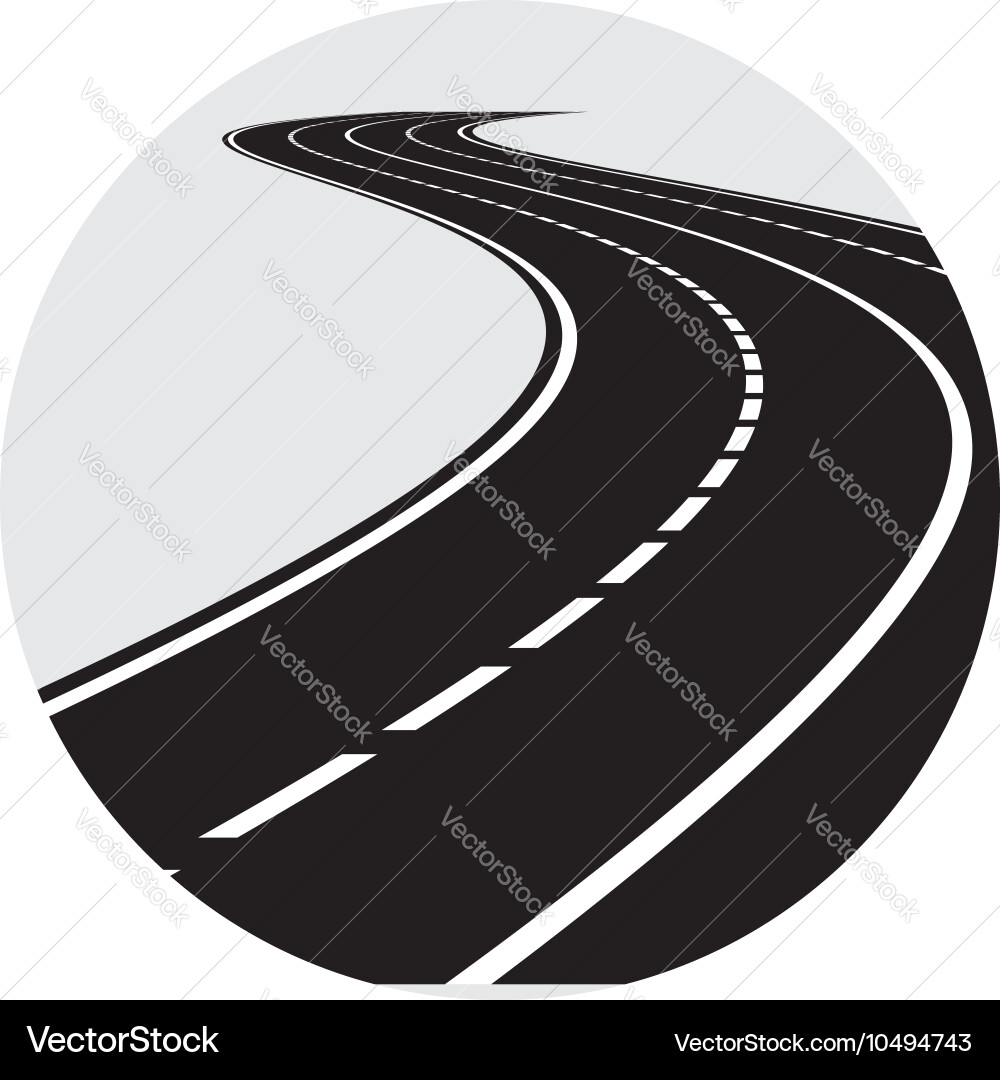Perspective of curved road Royalty Free Vector Image