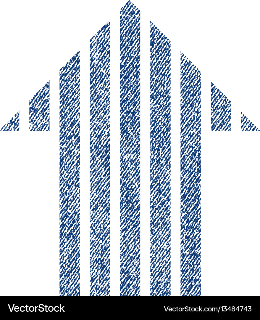 Stripe arrow up fabric textured icon Royalty Free Vector