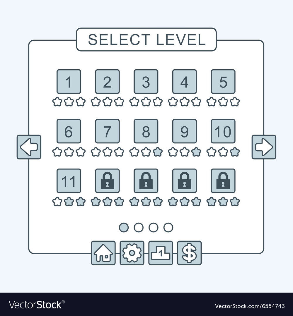 Thin line game menu level interface panels ui Vector Image