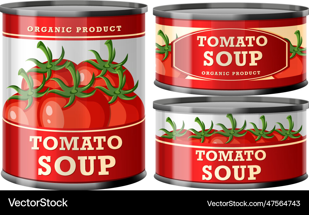 Tomato soup food cans collection Royalty Free Vector Image