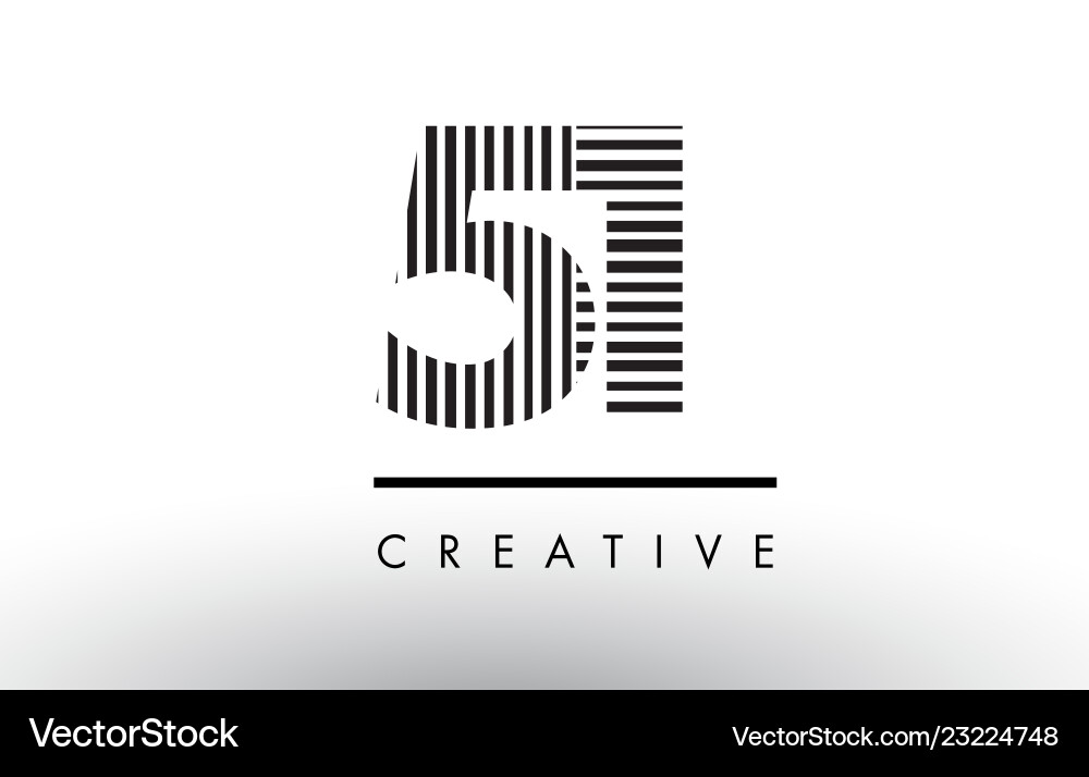 51 black and white lines number logo design Vector Image