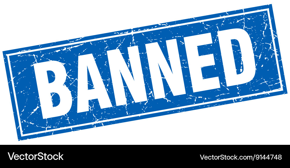 Banned blue square grunge stamp on white Vector Image