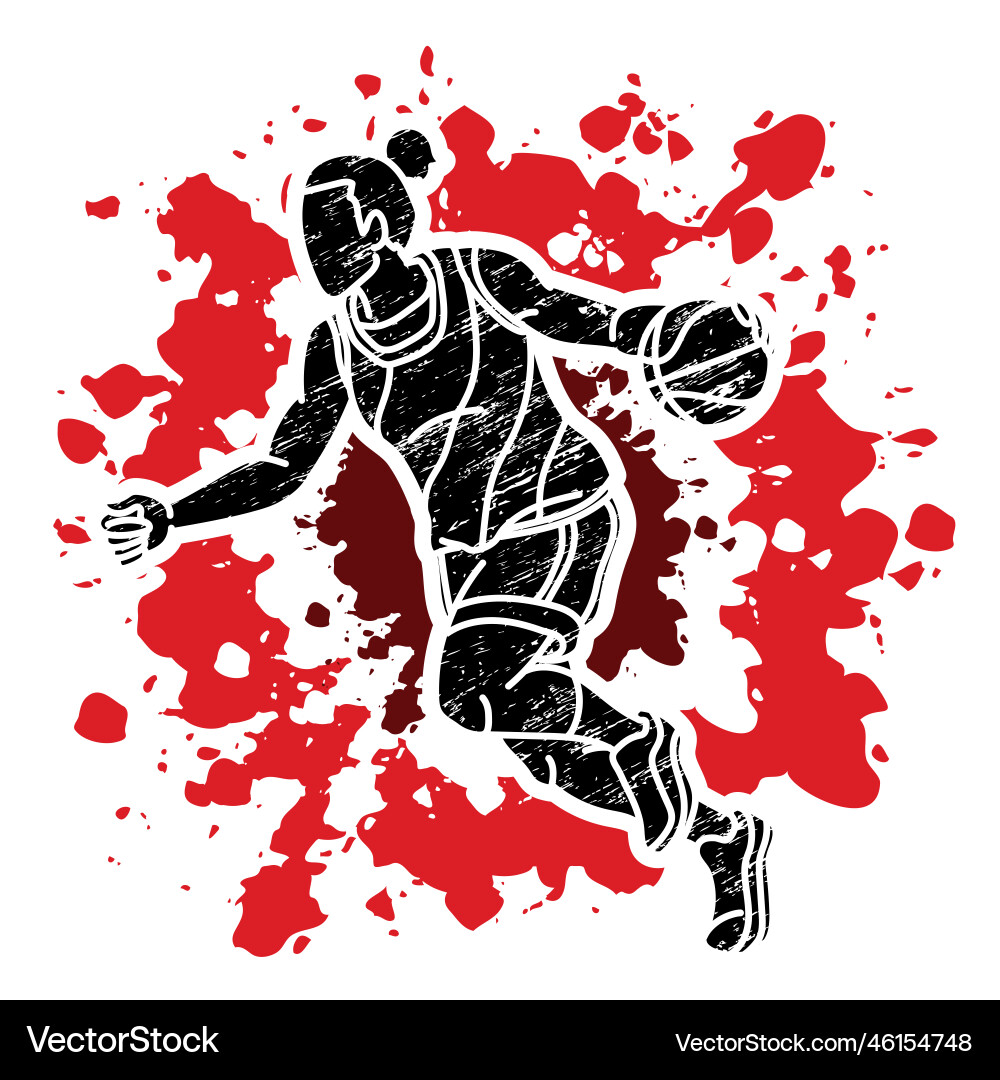 Basketball action female player Royalty Free Vector Image