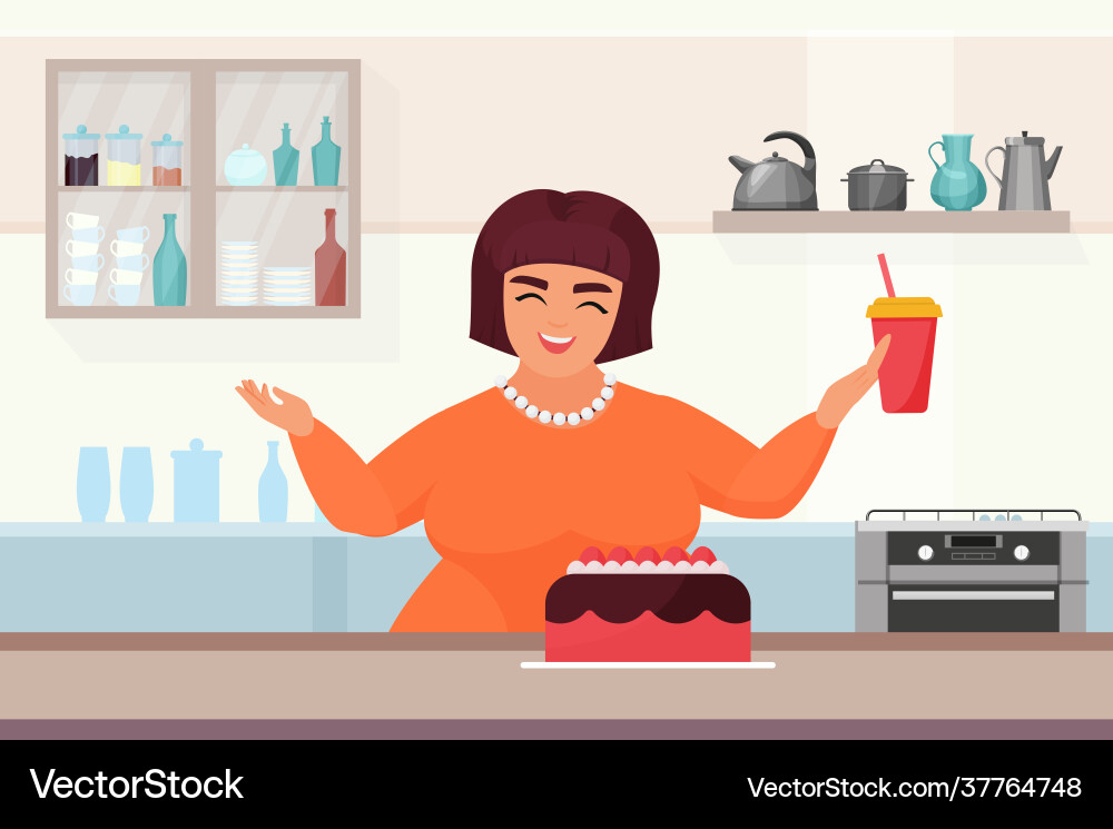 Cakes making process woman confectioner cooking Vector Image