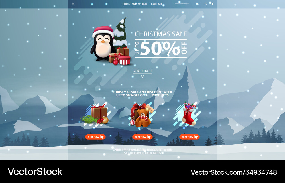 Christmas sale design website template Royalty Free Vector