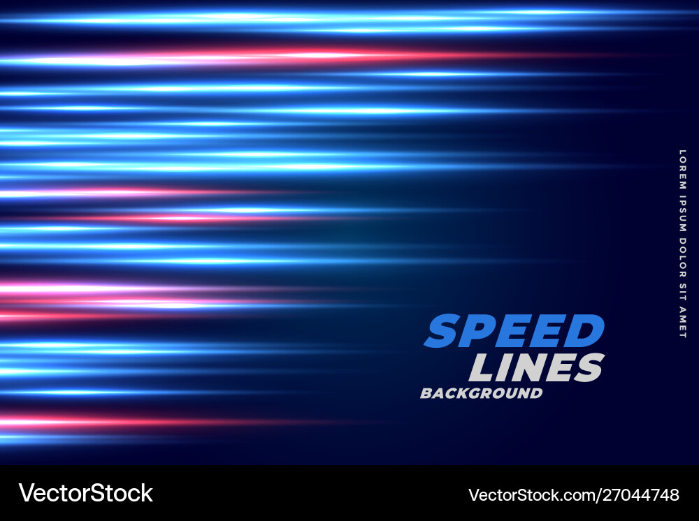 Fast speed lines motion with glowing blue and red Vector Image