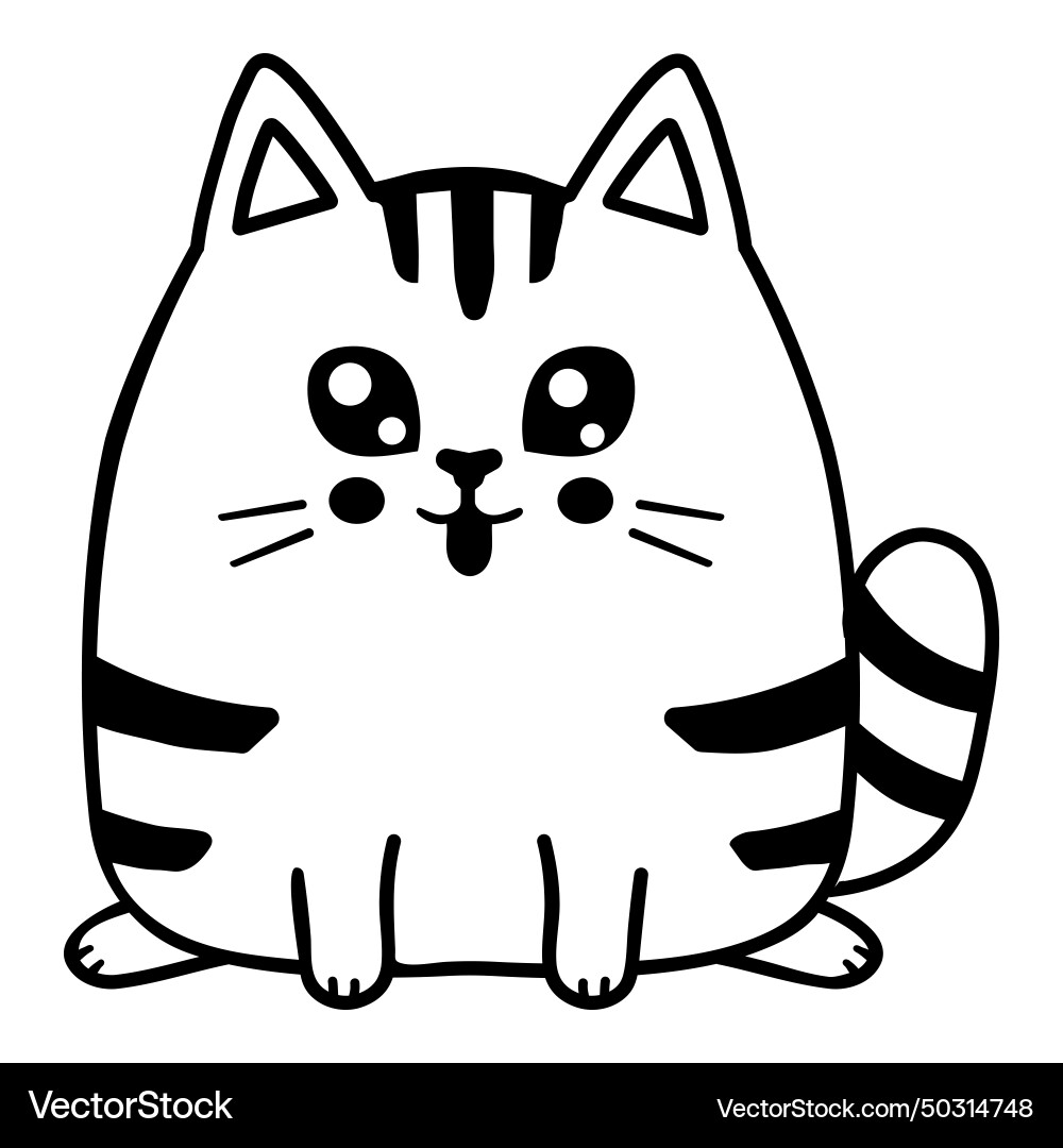 Fat cartoon cat flat icon isolated on white Vector Image