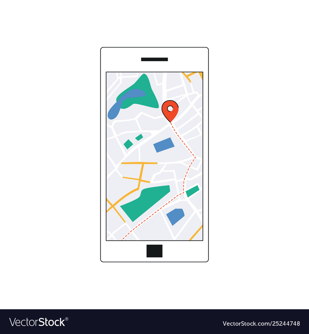 Gps map interface on smarthone screen Royalty Free Vector
