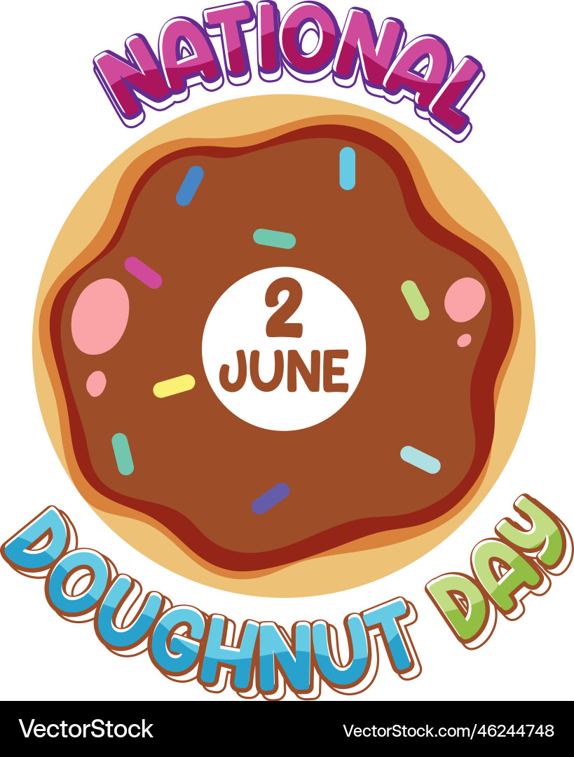 Happy doughnut day in june logo Royalty Free Vector Image