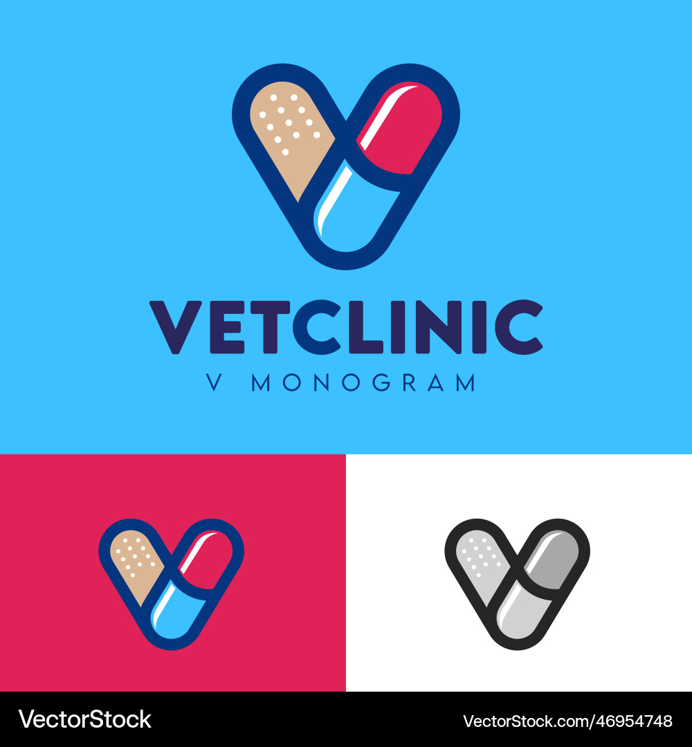 Letter v monogram consists pill medical plaster Vector Image