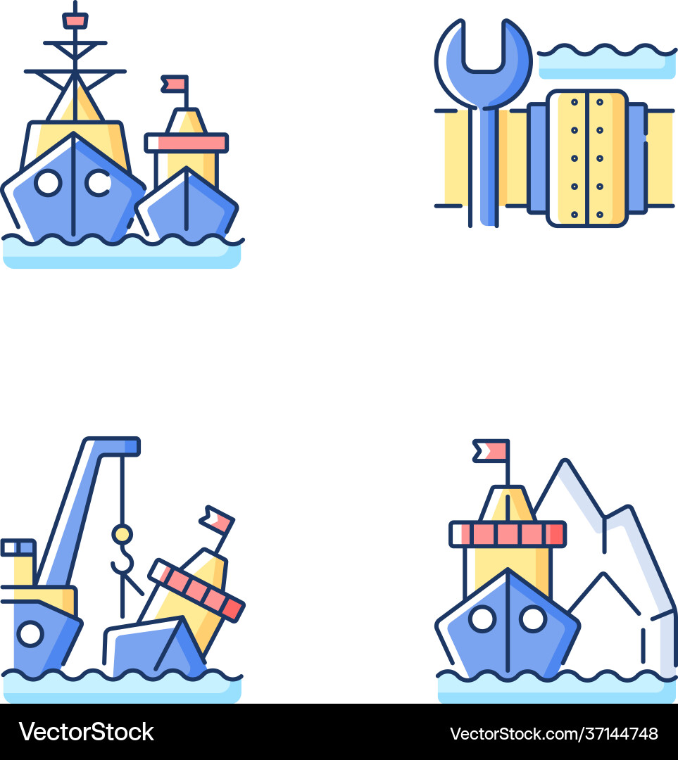 Maritime structures and regulation rgb color Vector Image