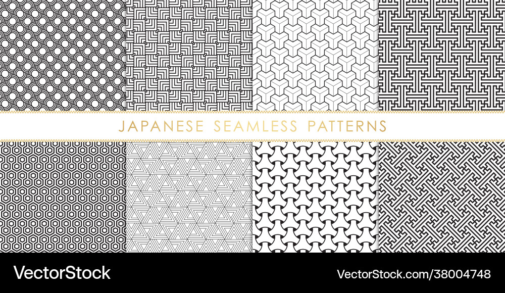 Set abstract geometric japanese seamless Vector Image