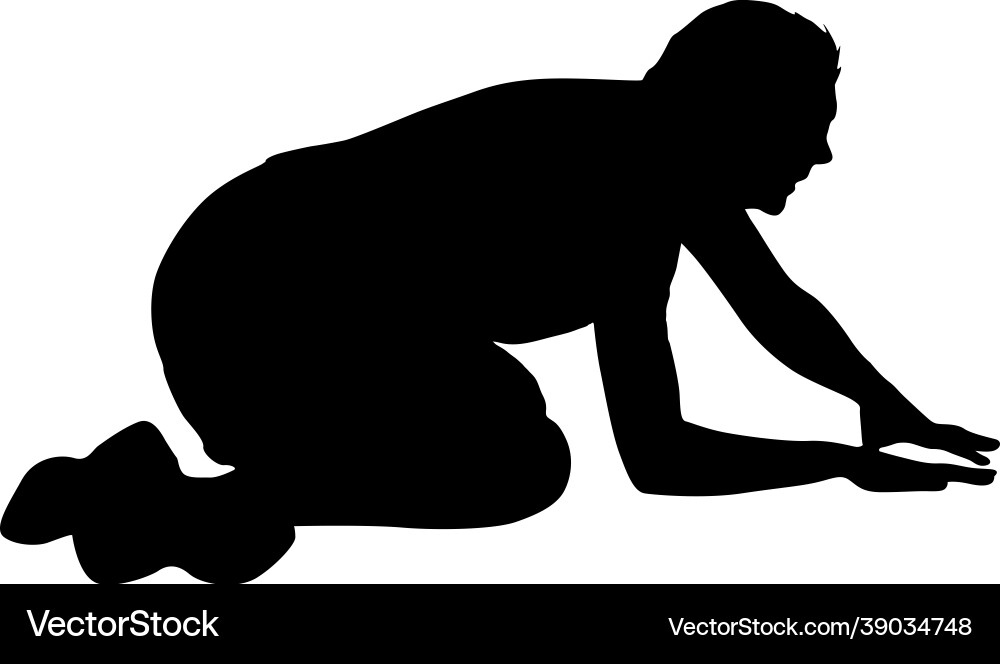 Silhouette people in different poses bent over Vector Image