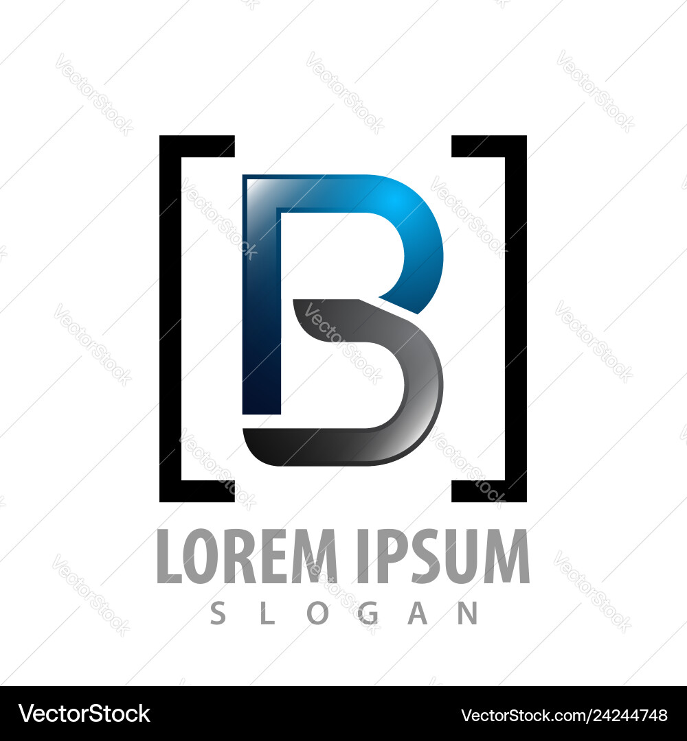 Square line with shiny letter b logo concept Vector Image
