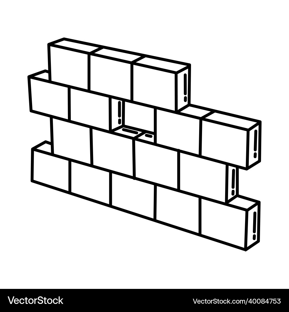 Cement blocks icon doodle hand drawn or outline Vector Image