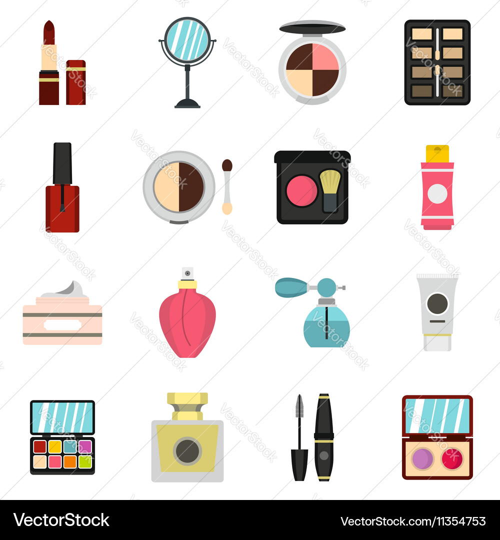 Cosmetic icons set flat style Royalty Free Vector Image