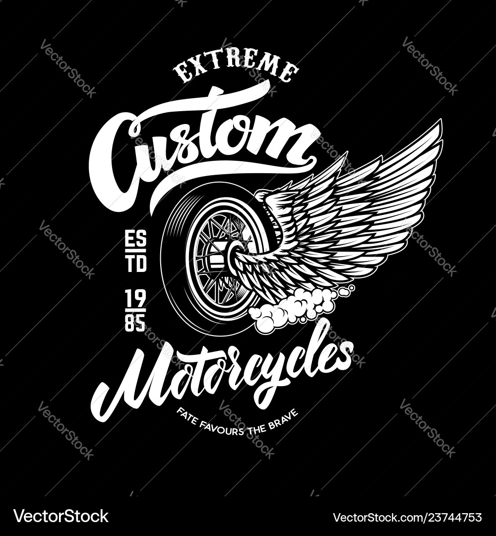 Custom motorcycles racer winged wheel design Vector Image