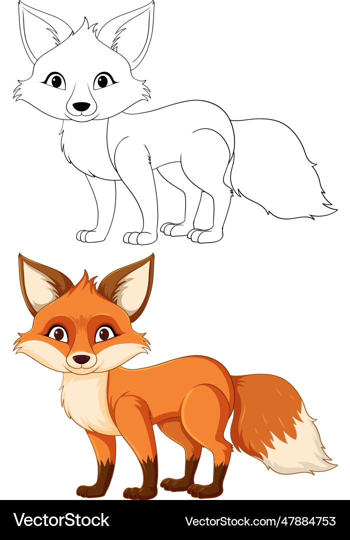Cute red fox cartoon isolated Royalty Free Vector Image