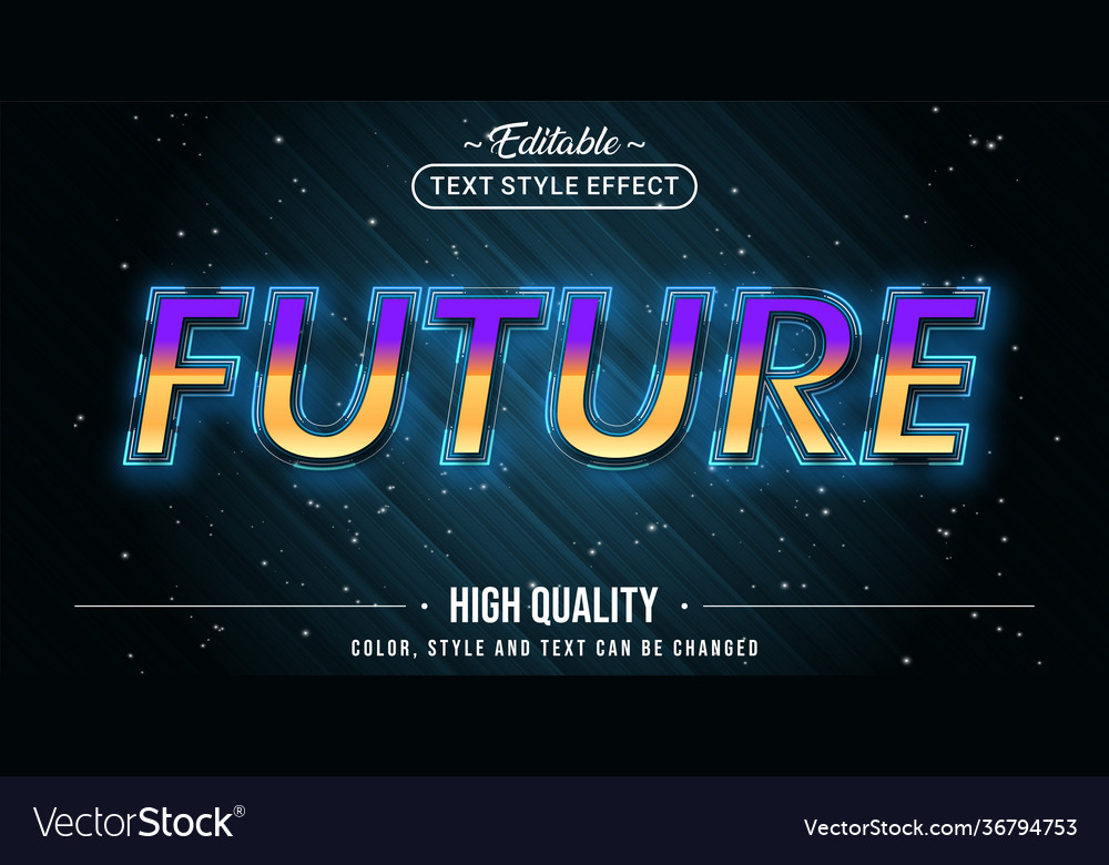 Editable text style effect - future theme style Vector Image