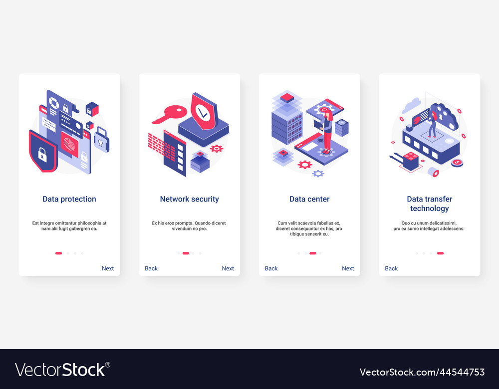 Isometric Data Protection Network Security Ux Ui Vector Image