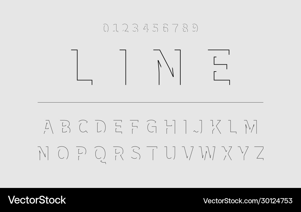 Line font alphabet in latin Royalty Free Vector Image