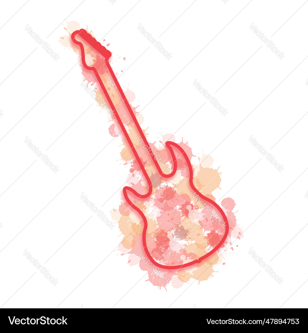 Music guitar watercolor doodle Royalty Free Vector Image