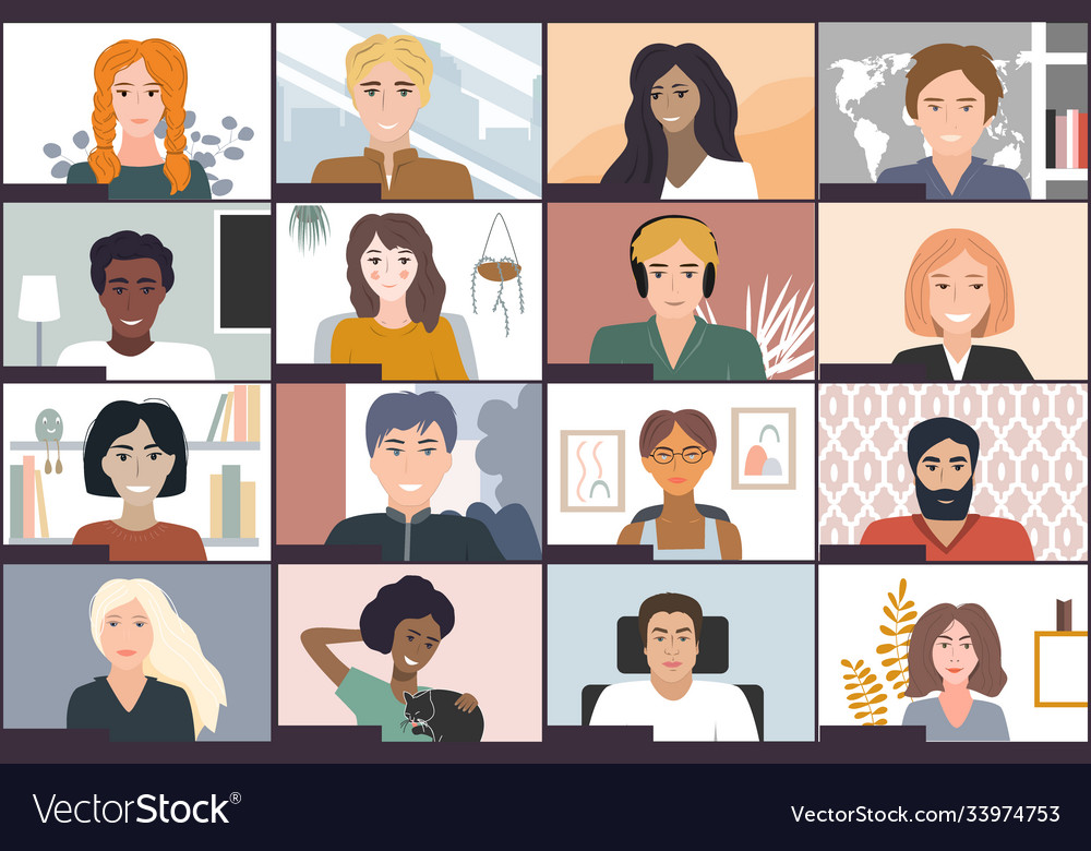 Online students lesson or meeting coronavirus Vector Image